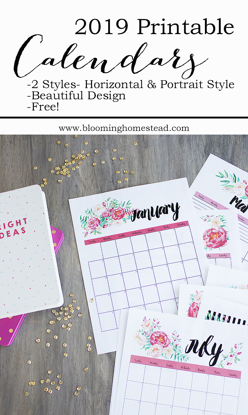 2019 Printable Calendars by Blooming Homestead - Blooming Homestead